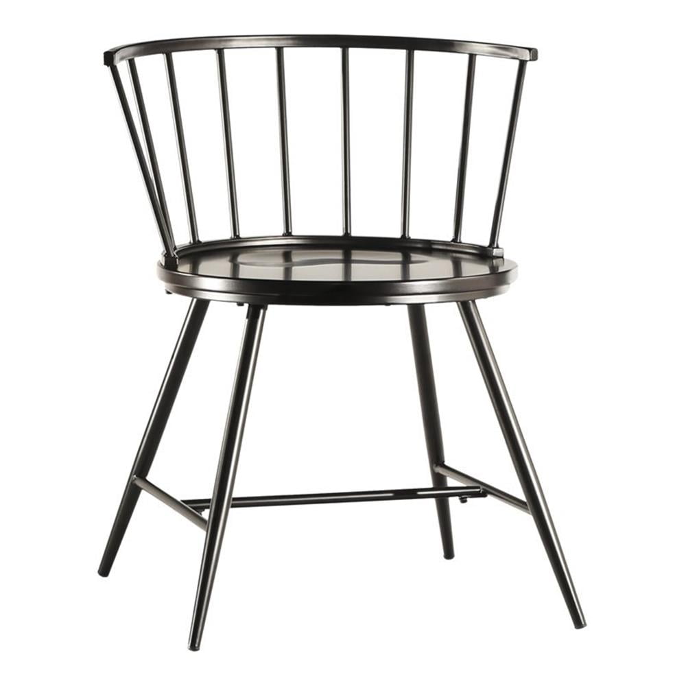 Pemberly Row 17" Low Back Windsor Metal & Wood Dining Chair in Black ...