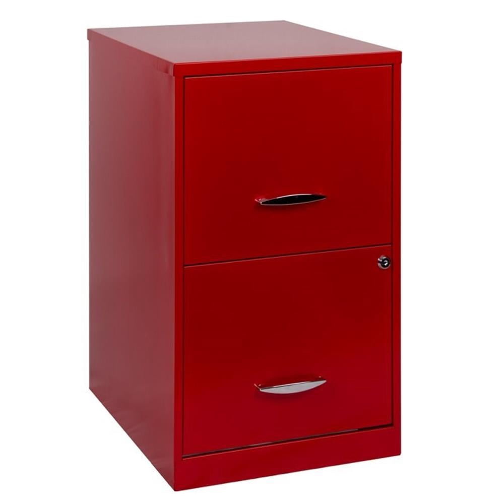 Pemberly Row 18" 2-Drawer Modern Metal Filing Cabinet in Lava Red ...