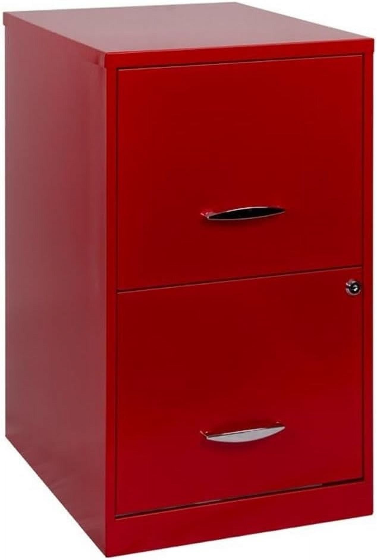 Pemberly Row 18" 2-Drawer Modern Metal File Cabinet in Lava Red ...