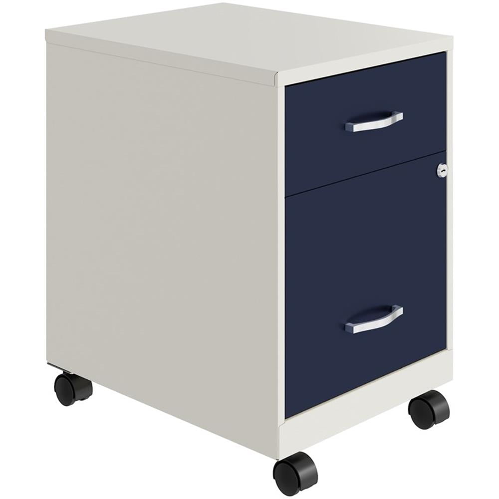 Pemberly Row 18"D 2 Drawer Mobile Metal Vertical Filing Cabinet- White ...