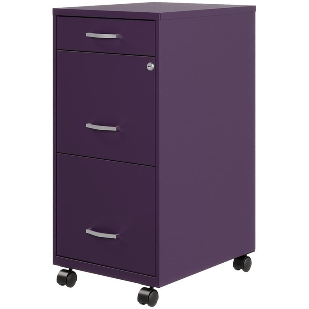 Pemberly Row 18"D 3 Drawer Mobile Metal Filing Cabinet in Midnight ...