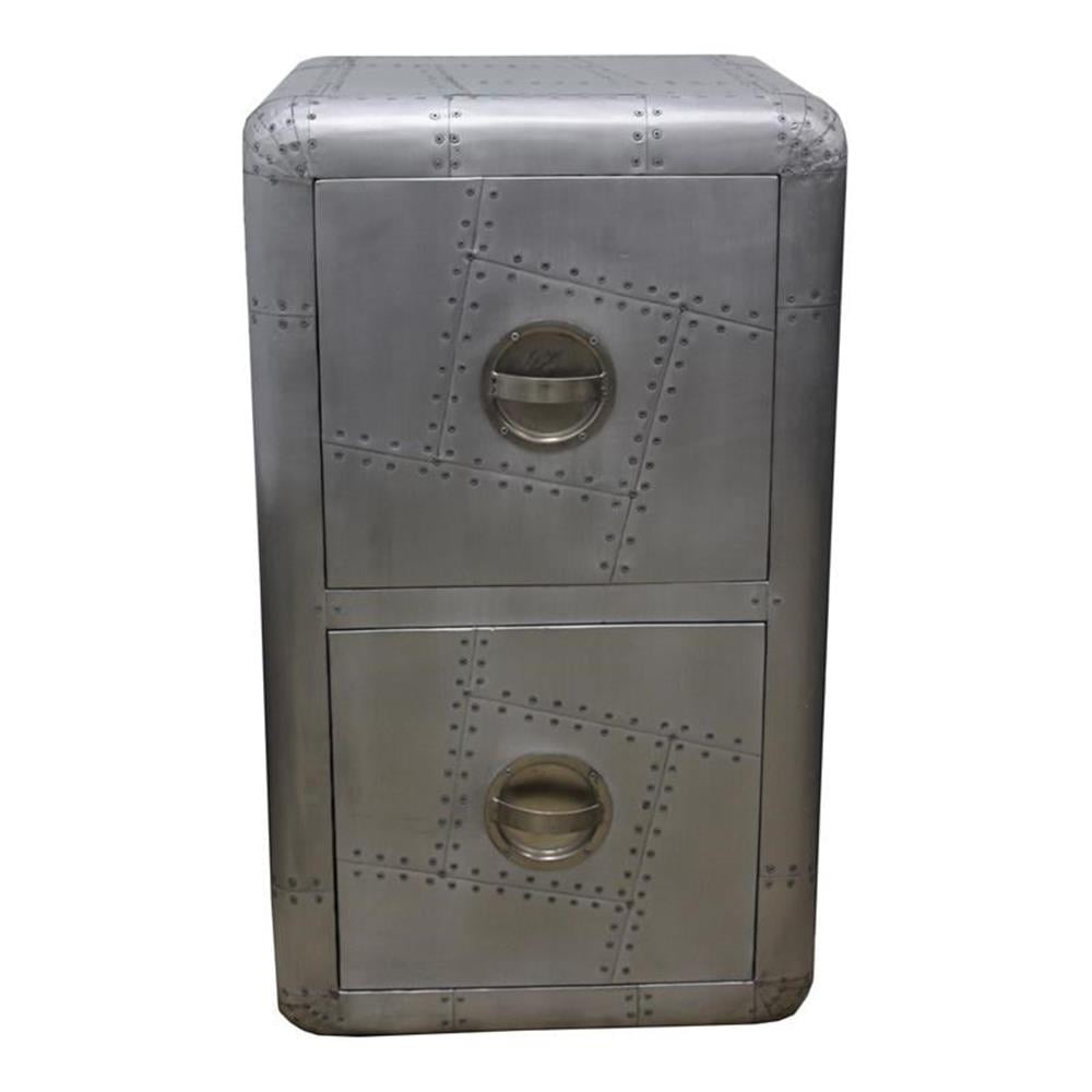 Pemberly Row 18" Hand-Crafted Modern Aluminum Filing Cabinet in Silver ...