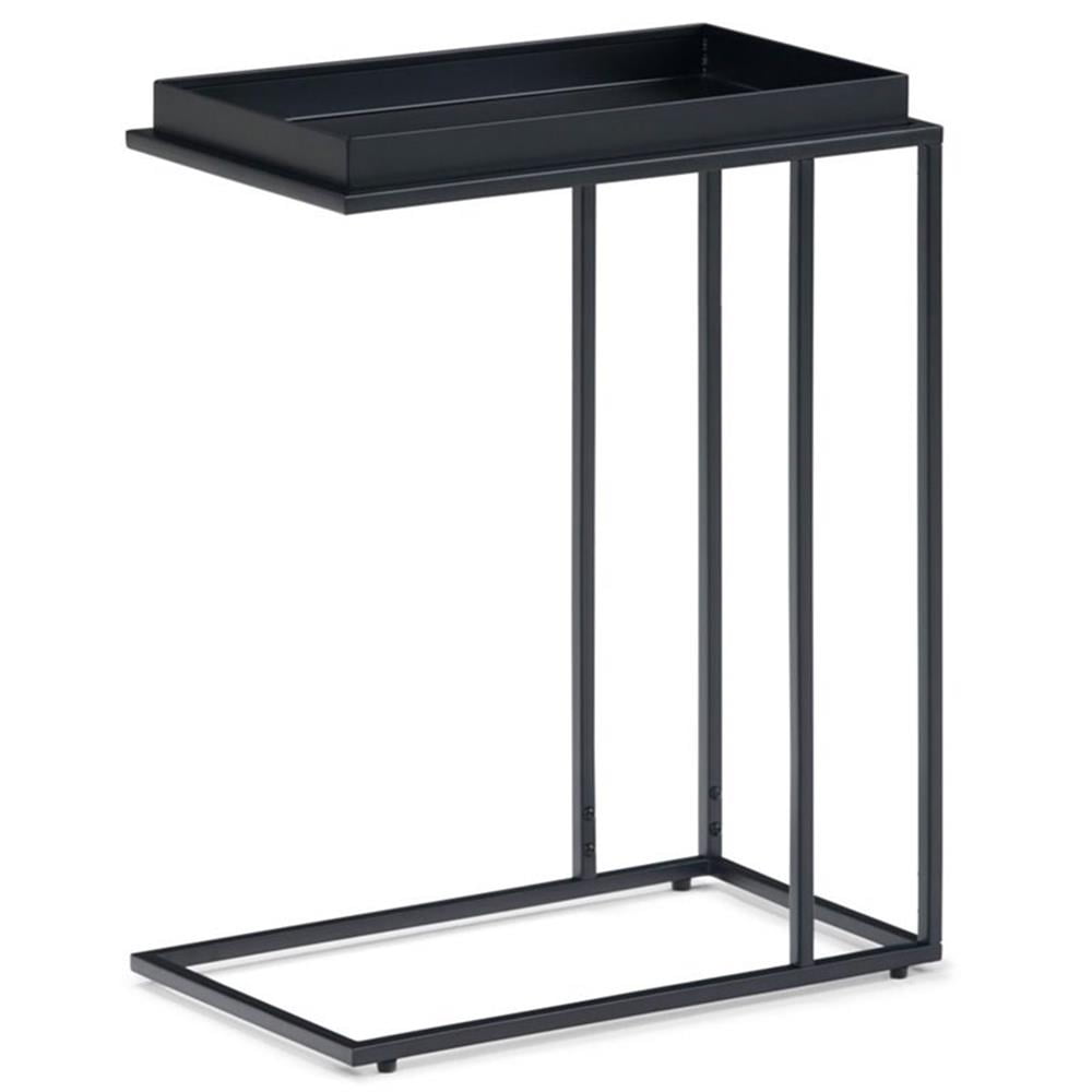 Pemberly Row 18" Industrial Metal Tray Top C Side Table in Black ...