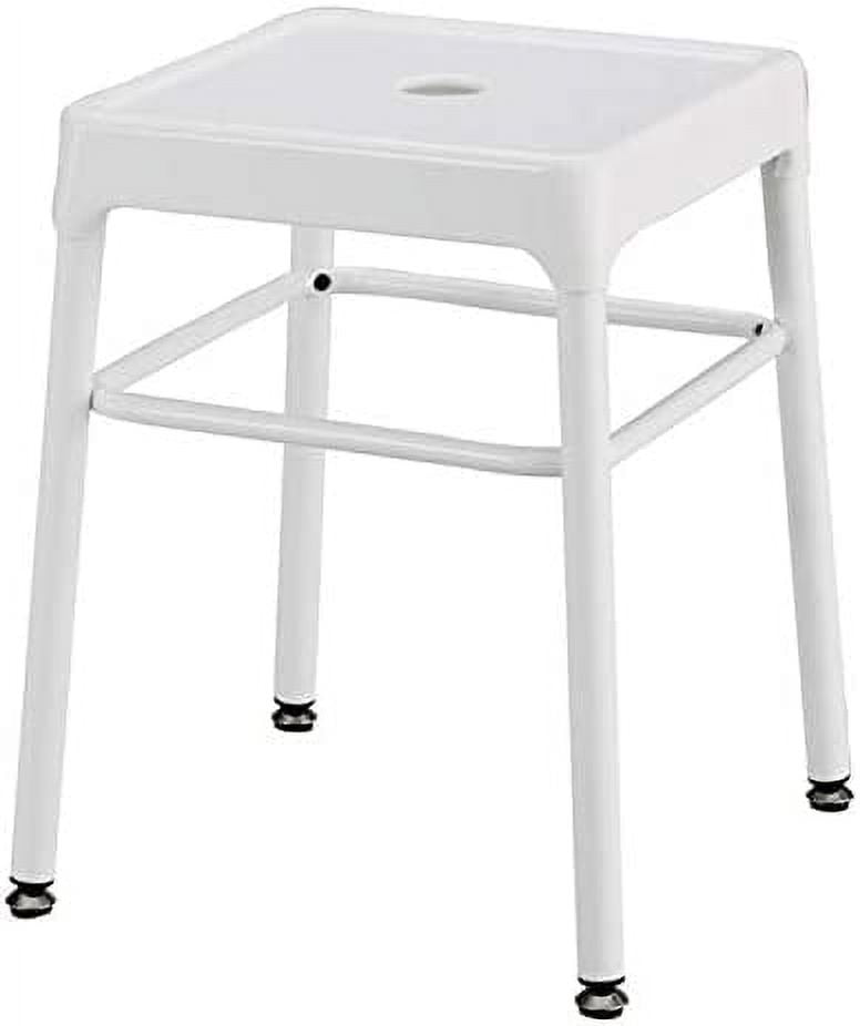 Pemberly Row 18" Industrial Steel Metal Backless Guest Stool in White - Walmart.com