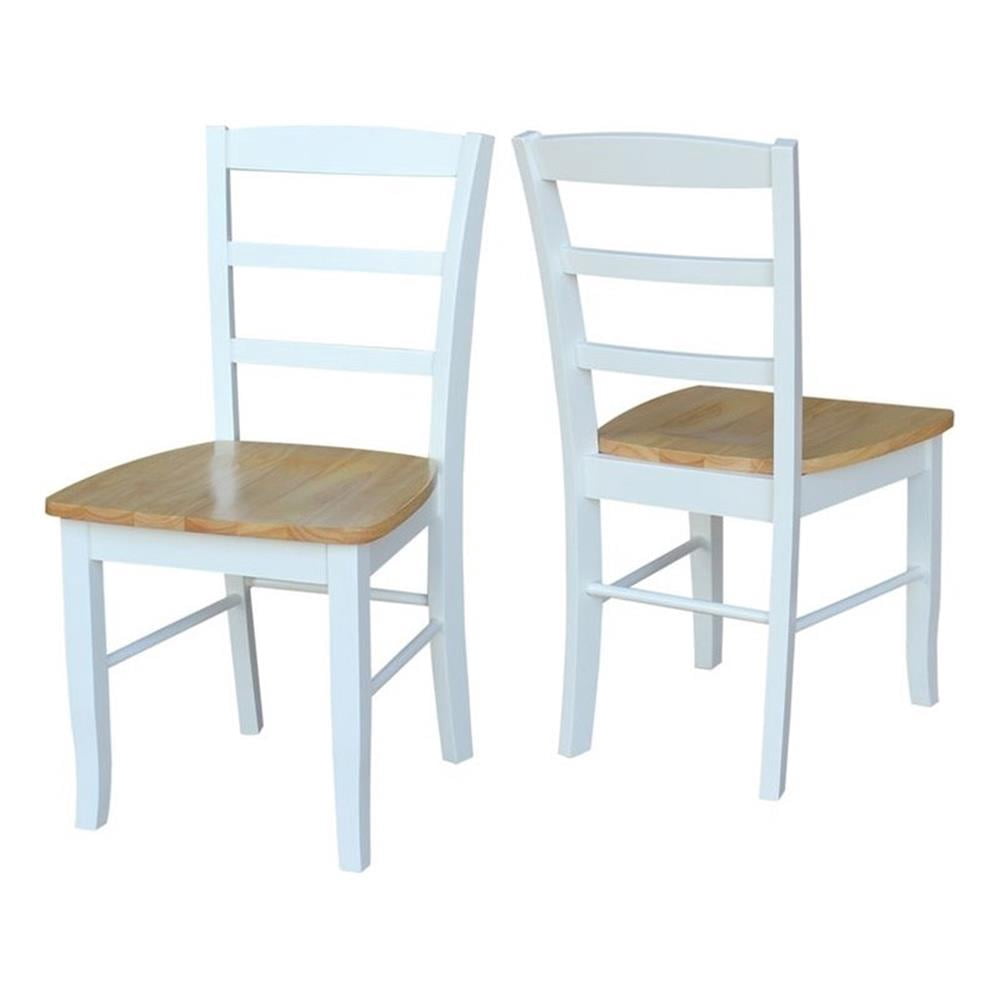 Pemberly Row 18'' Ladderback Wood Dining Chair in White/Natural (Set of ...