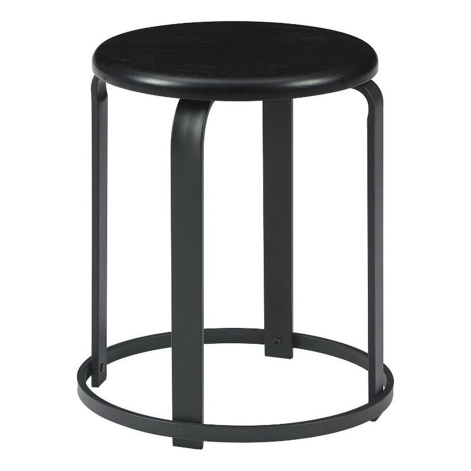 Pemberly Row 18" Metal and Solid Wood Round Kitchen Stool - Black ...