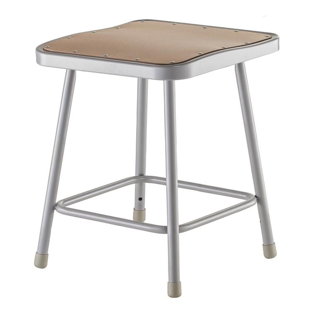 Pemberly Row 18" Modern Metal and Wood Heavy Duty Stool in Gray ...