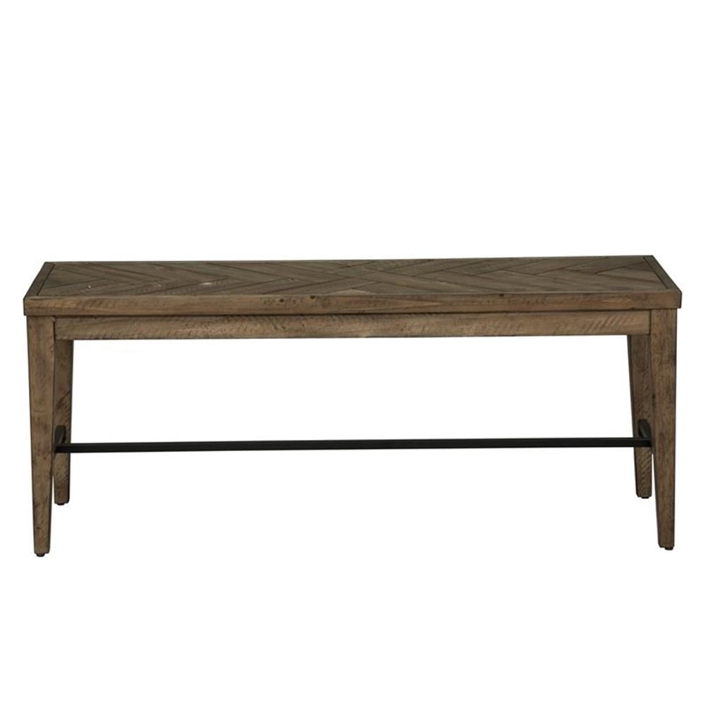 Pemberly Row 18" Modern Wood Bench with Fixed Top in Light Brown ...