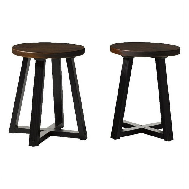 Pemberly Row 18" Solid Wood Distressed Wood Kitchen Stool - Mahogany ...