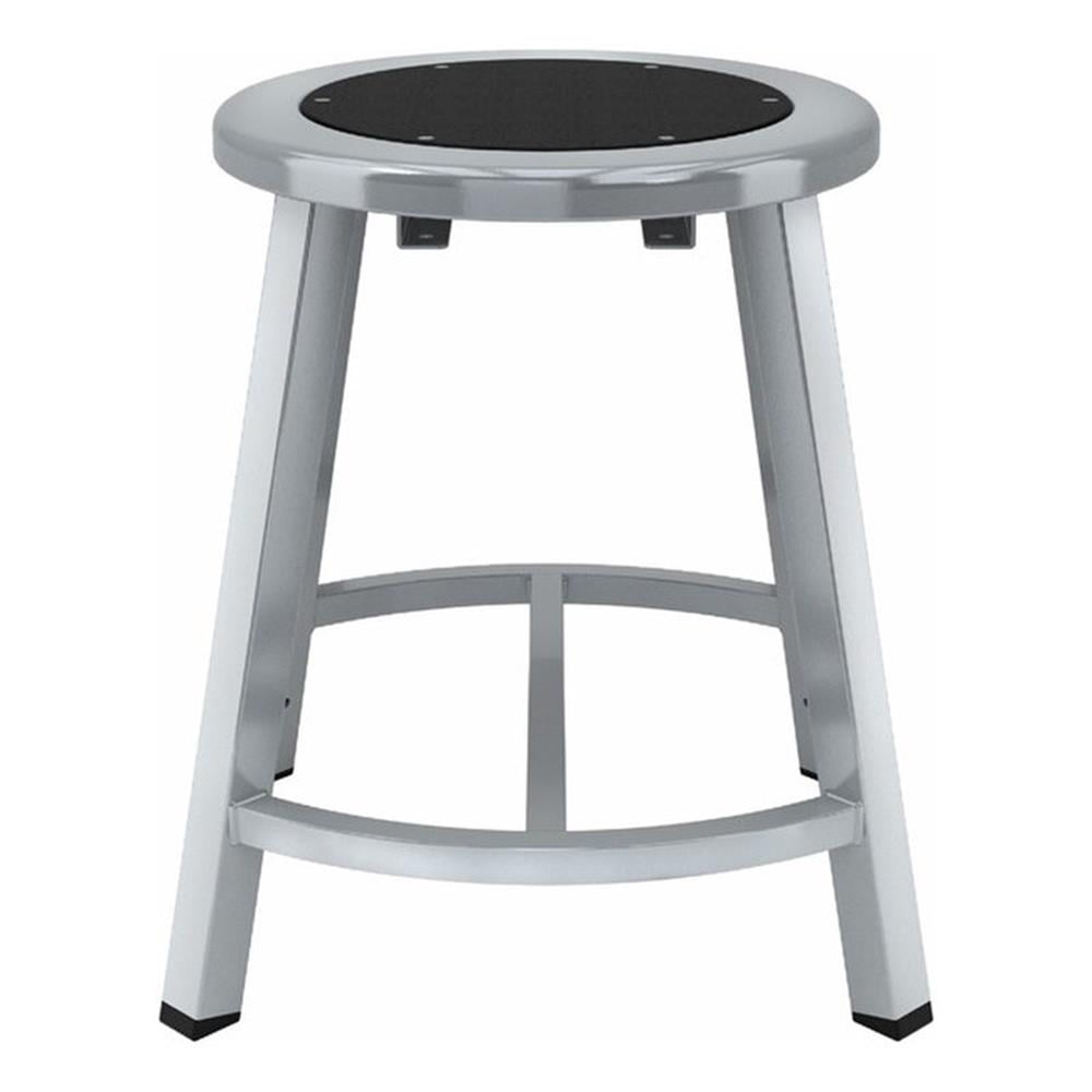 Pemberly Row 18" Stool Black Steel Seat Gray Frame with Curved Footring ...