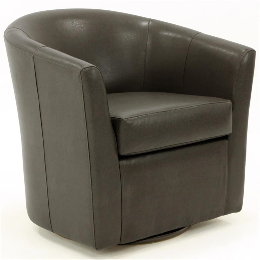Pemberly Row 19"H Faux Leather Swivel Club Chair in Charcoal - Walmart.com