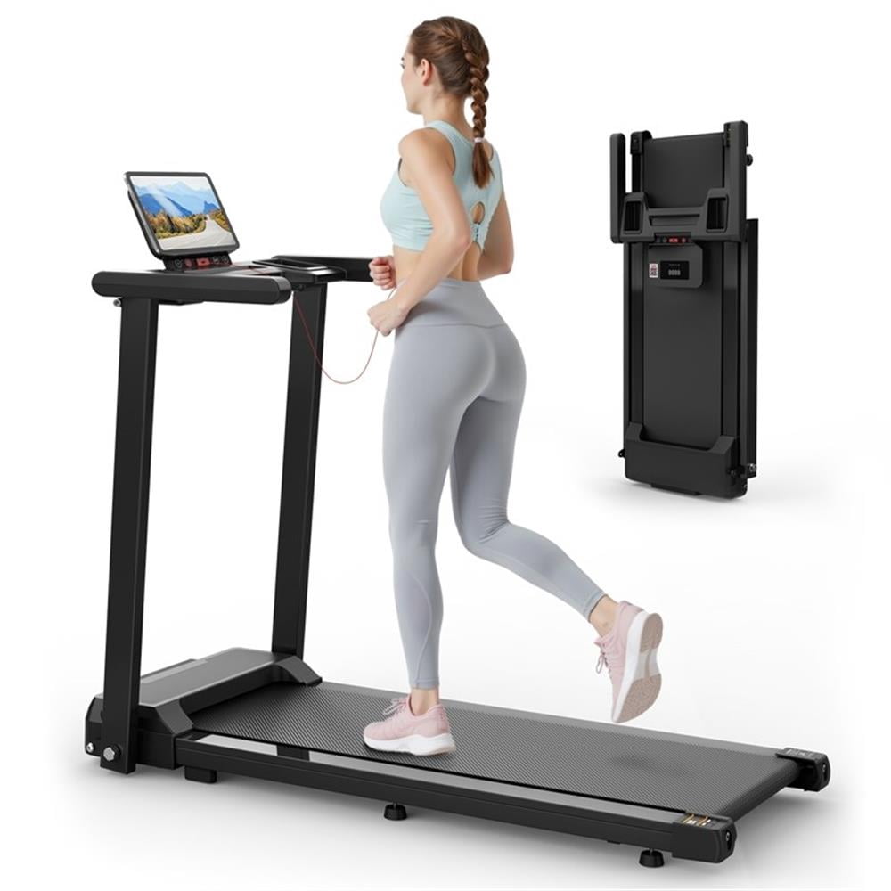 Pemberly Row 2.5HP Black Foldable Treadmills with LED Display Walking ...