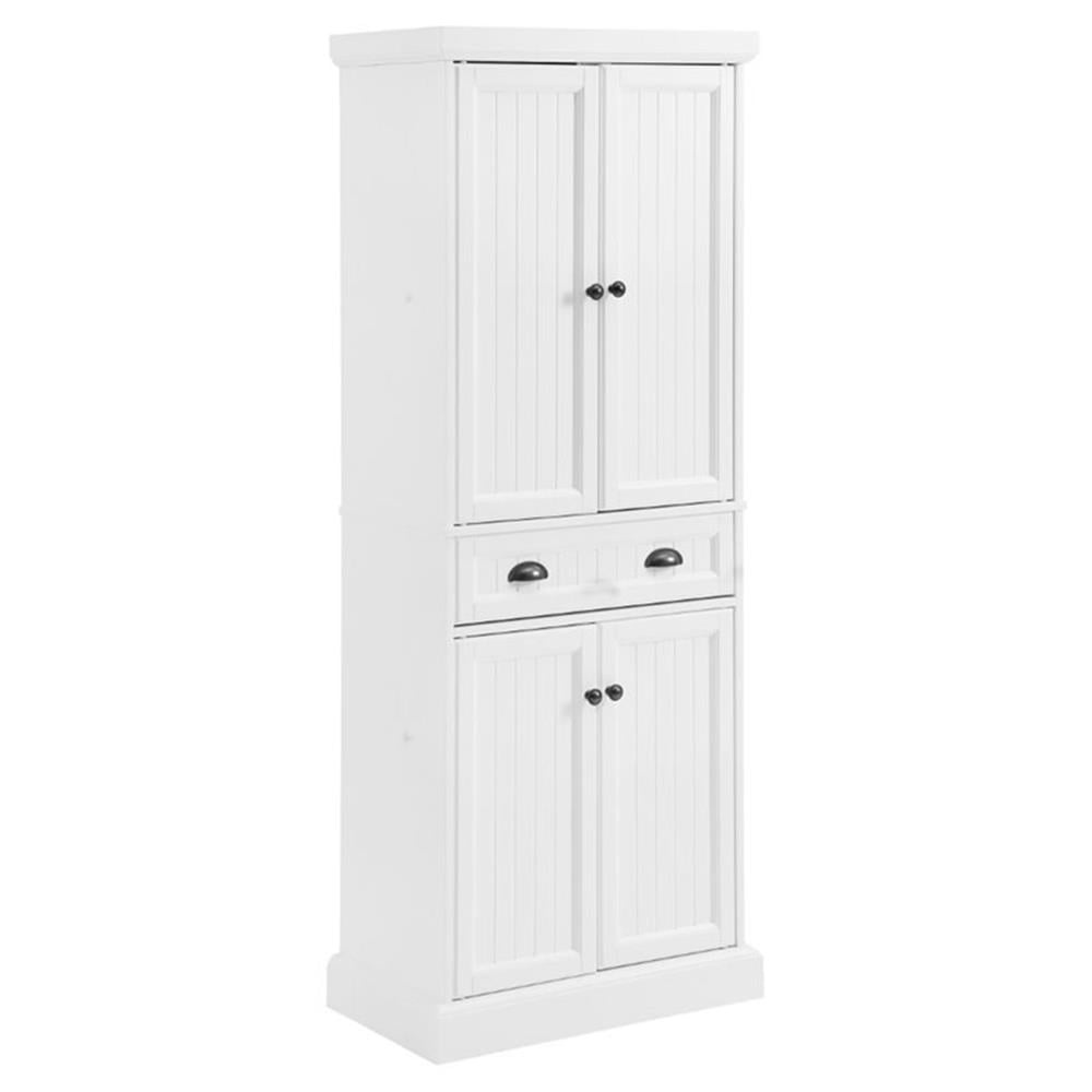 Pemberly Row 2-Cabinet Coastal Wood Pantry in Distressed White/Black ...