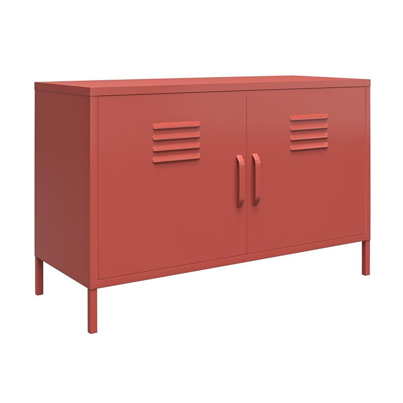 Pemberly Row 2-Door Contemporary Metal Locker Accent Cabinet in Red ...