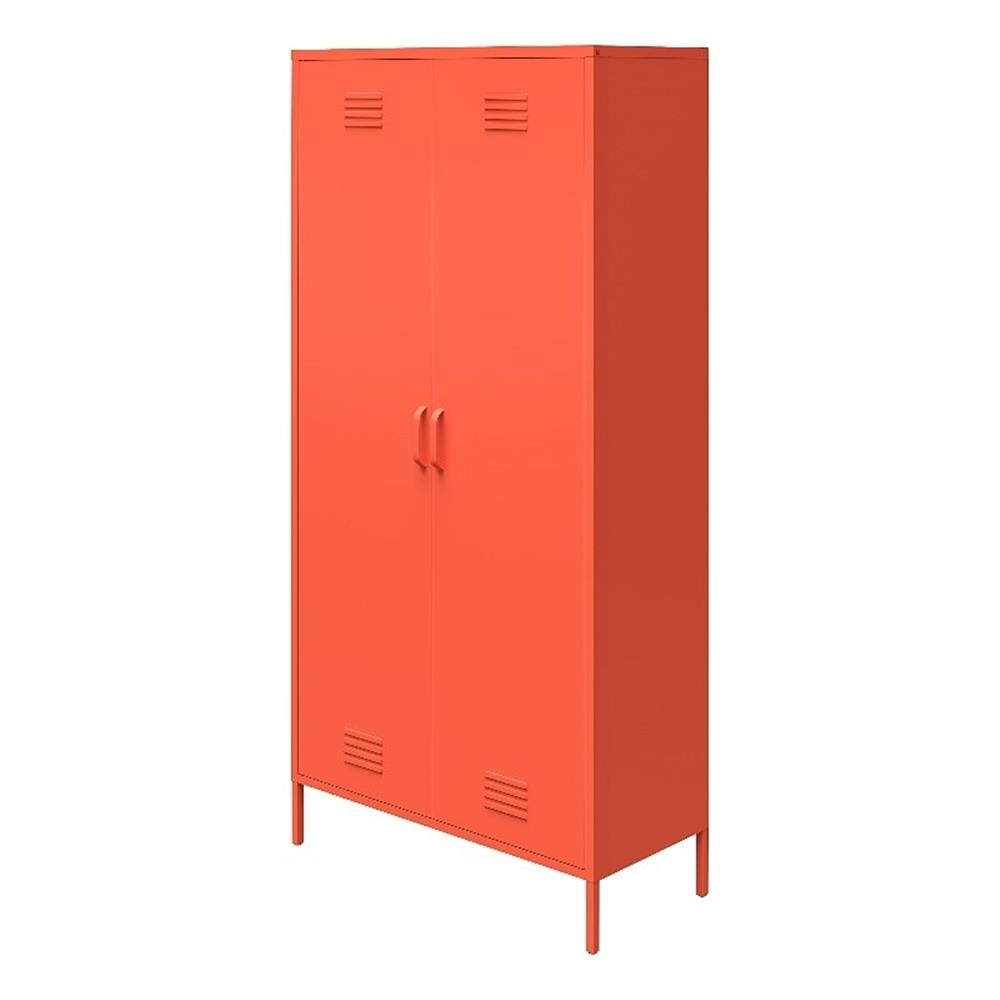 Pemberly Row 2 Door Tall Metal Locker Style Storage Cabinet in Orange ...