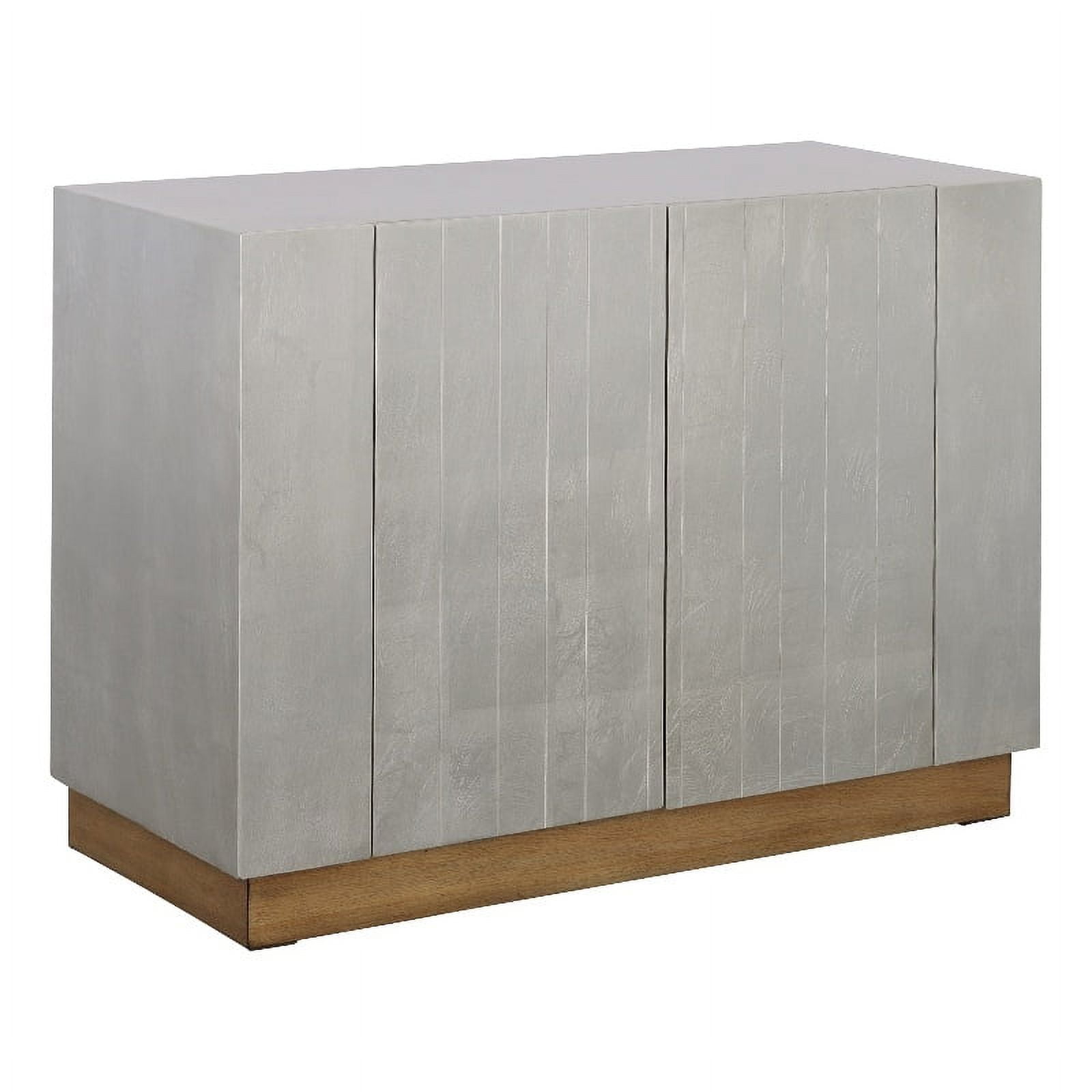 Pemberly Row 2-Door Wood Cabinet with One Fixed Shelf in Silver ...