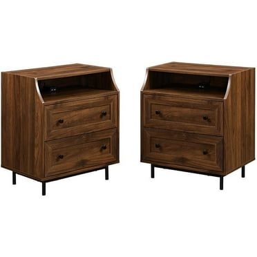 Pemberly Row Transitional Wood 2-Drawers Nightstand in White - Walmart.com