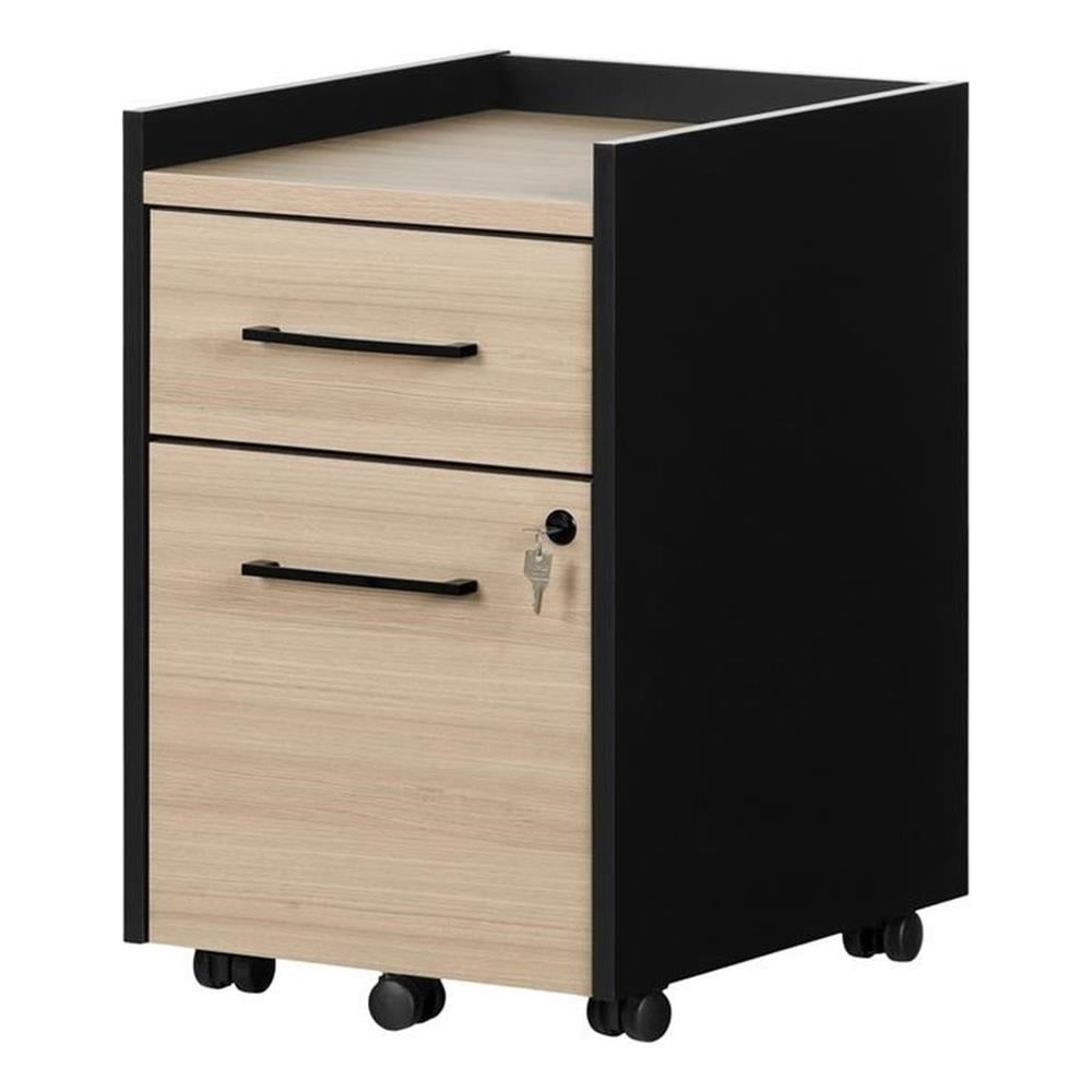 Pemberly Row 2-Drawer Mobile File Cabinet-Soft Elm and Matte Black ...