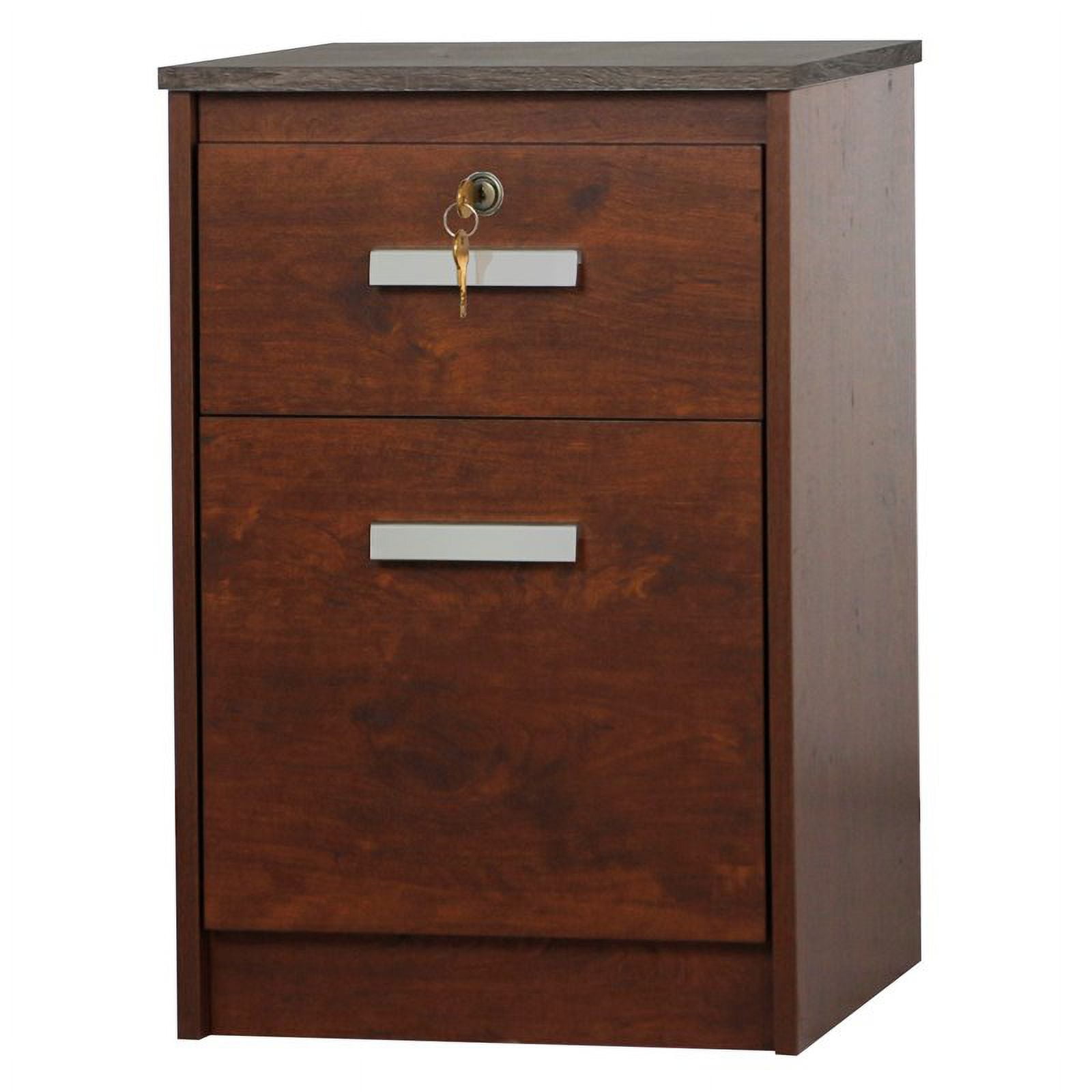 Pemberly Row 2-Drawer Modern Wood File Cabinet in Cherry/Gray - Walmart.com