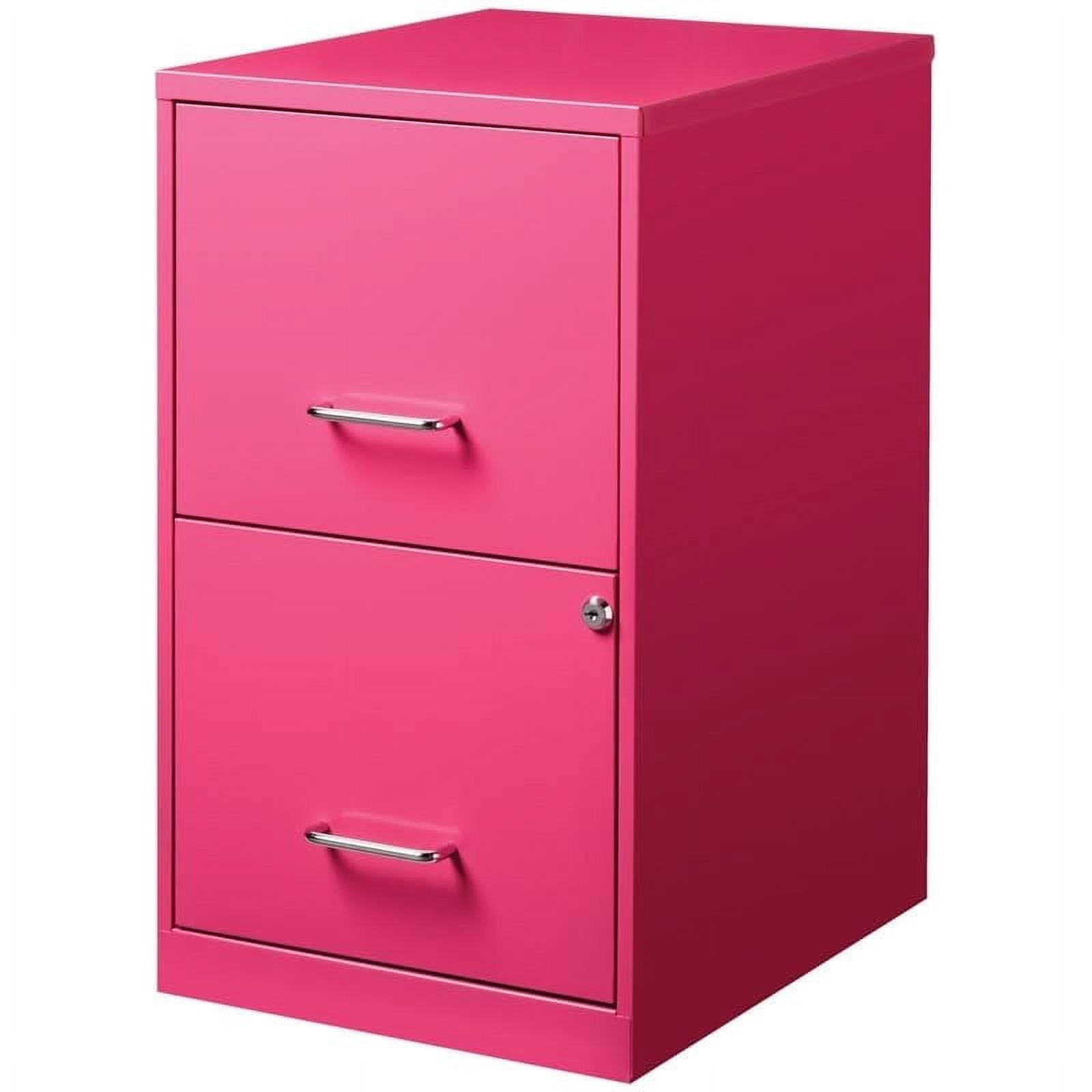 Pemberly Row 2 Drawers 24.5" Vertical Pink Metal Filing Cabinet ...