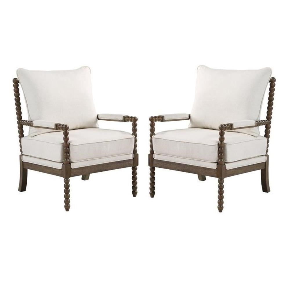Pemberly Row 2 Piece Linen Fabric Spindle Chair Set with Wood Frame in ...