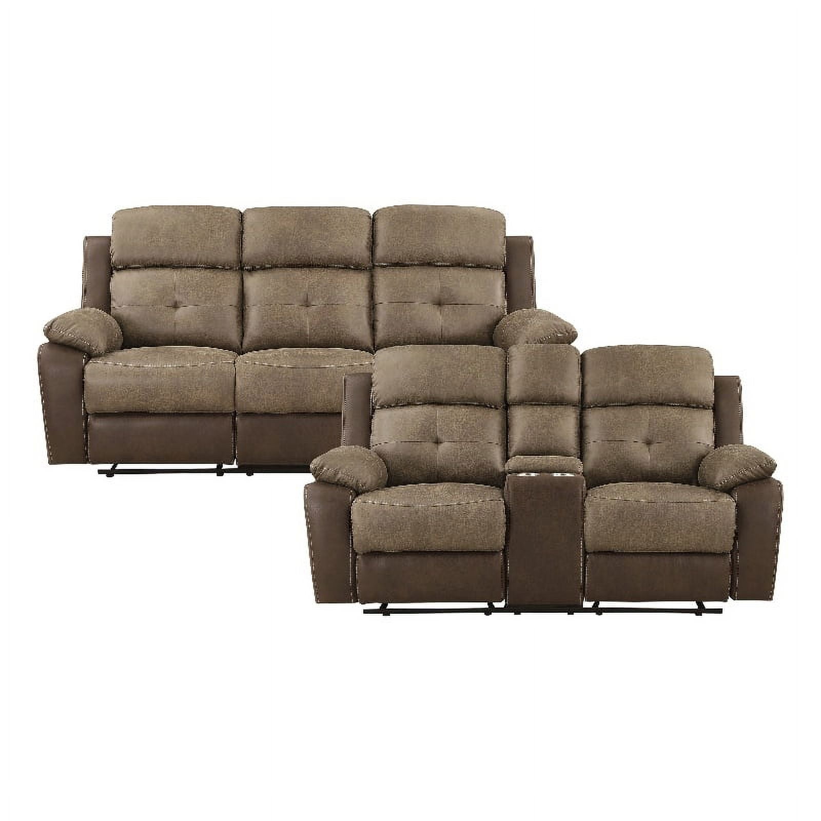 Pemberly Row 2-Piece Polished Microfiber Manual Reclining Sofa Set in ...