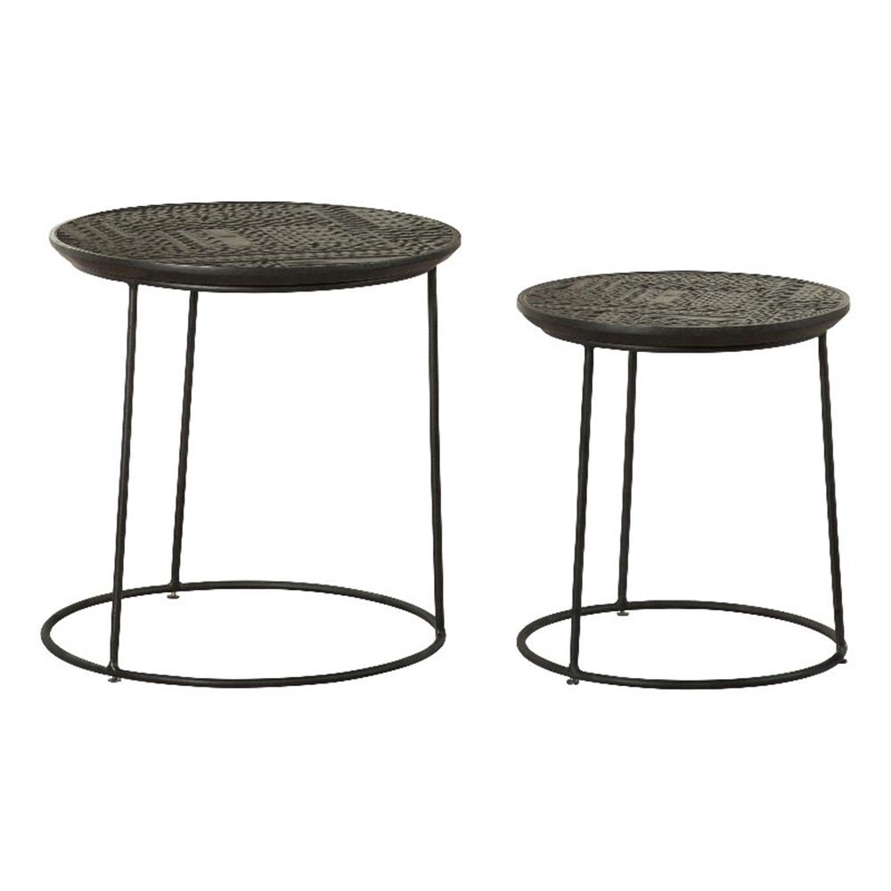 Pemberly Row 2-Piece Round Wood Top Nesting Table in Matte Black ...