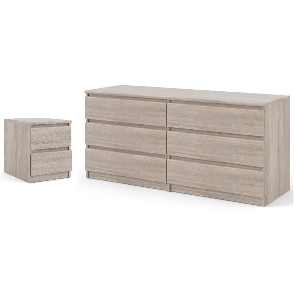 Pemberly Row 2-Piece Set with Double Dresser and 2 Drawer Nightstand in ...