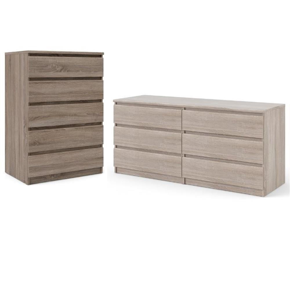 Pemberly Row 2-Piece Set with Double Dresser and Chest in Truffle ...