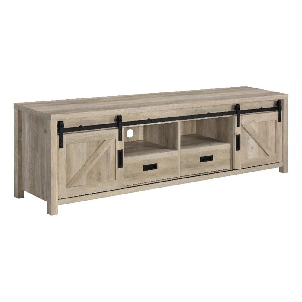 Pemberly Row Rustic Style TV Console with 2-Sliding Doors, Suitable for ...