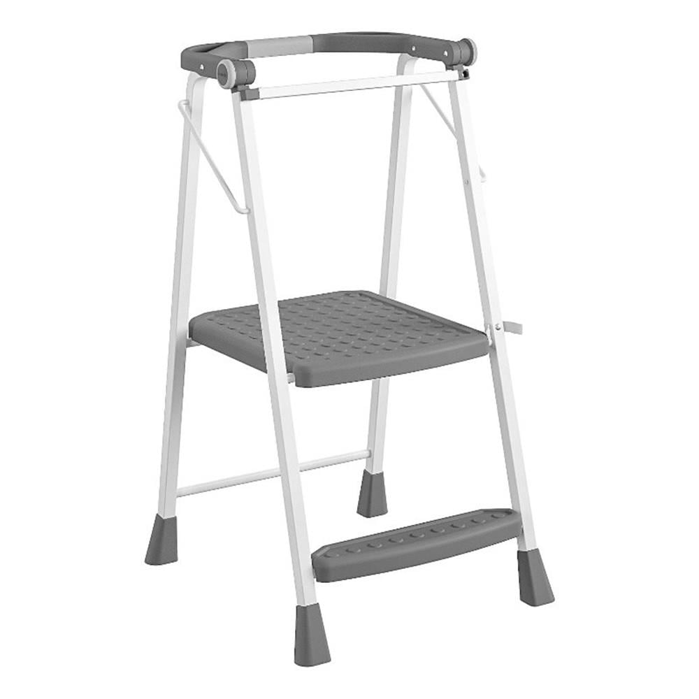 Pemberly Row 2-Step Kitchen Stepper Folding Step Stool in Gray ...