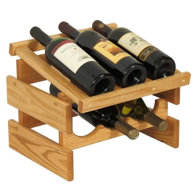 Pemberly Row 2 Tier 6 Bottle Display Wine Rack in Light Oak - Walmart.com