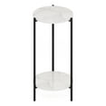 Pemberly Row 2-Tier Modern Tall Round Side End Table with Sturdy Marble ...