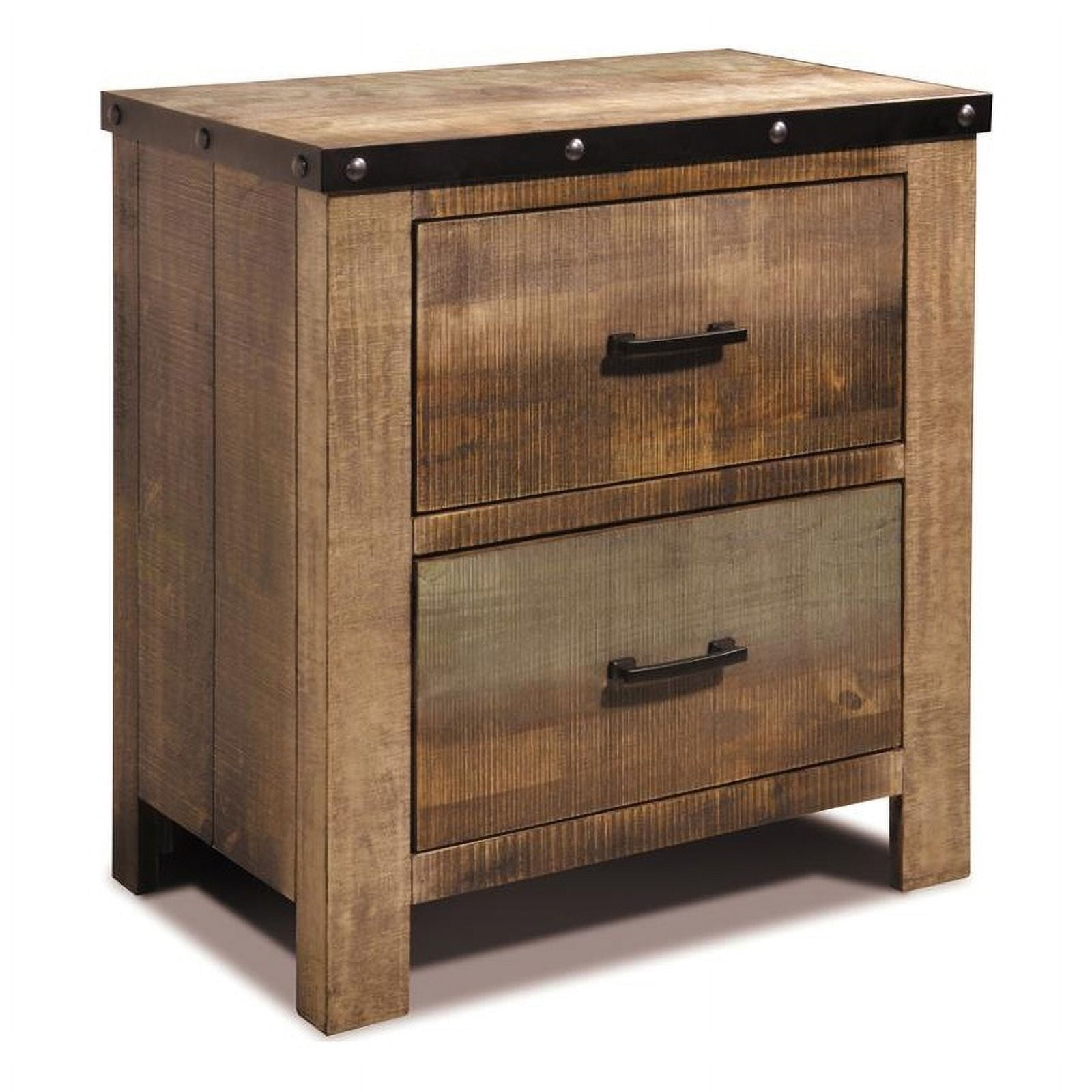 Pemberly Row 2-drawer Farmhouse Wood Nightstand Antique Multi-Color ...