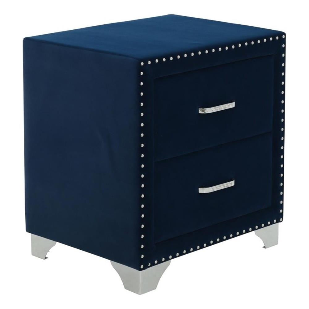 Pemberly Row 2-drawer Velvet Upholstered Nightstand Pacific Blue ...