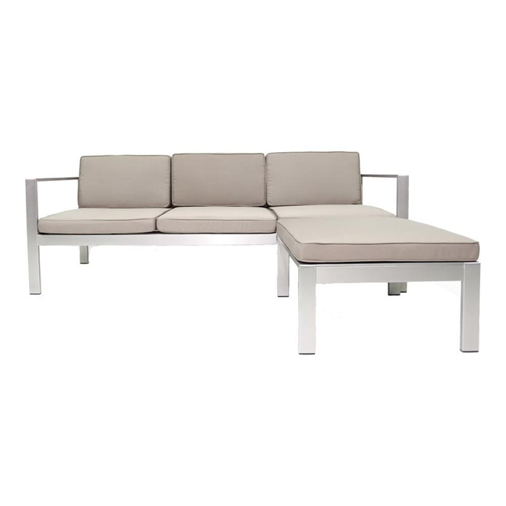 Pemberly Row 2-piece Aluminum Outdoor Sectional in Gray Taupe - Walmart.com