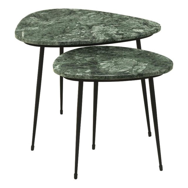 Pemberly Row 2-piece Metal Triangular Marble Top Nesting Table Green and Black - Walmart.com