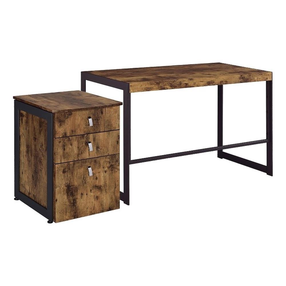 Pemberly Row 2-piece Wood Rectangular Writing Desk Set in Antique ...