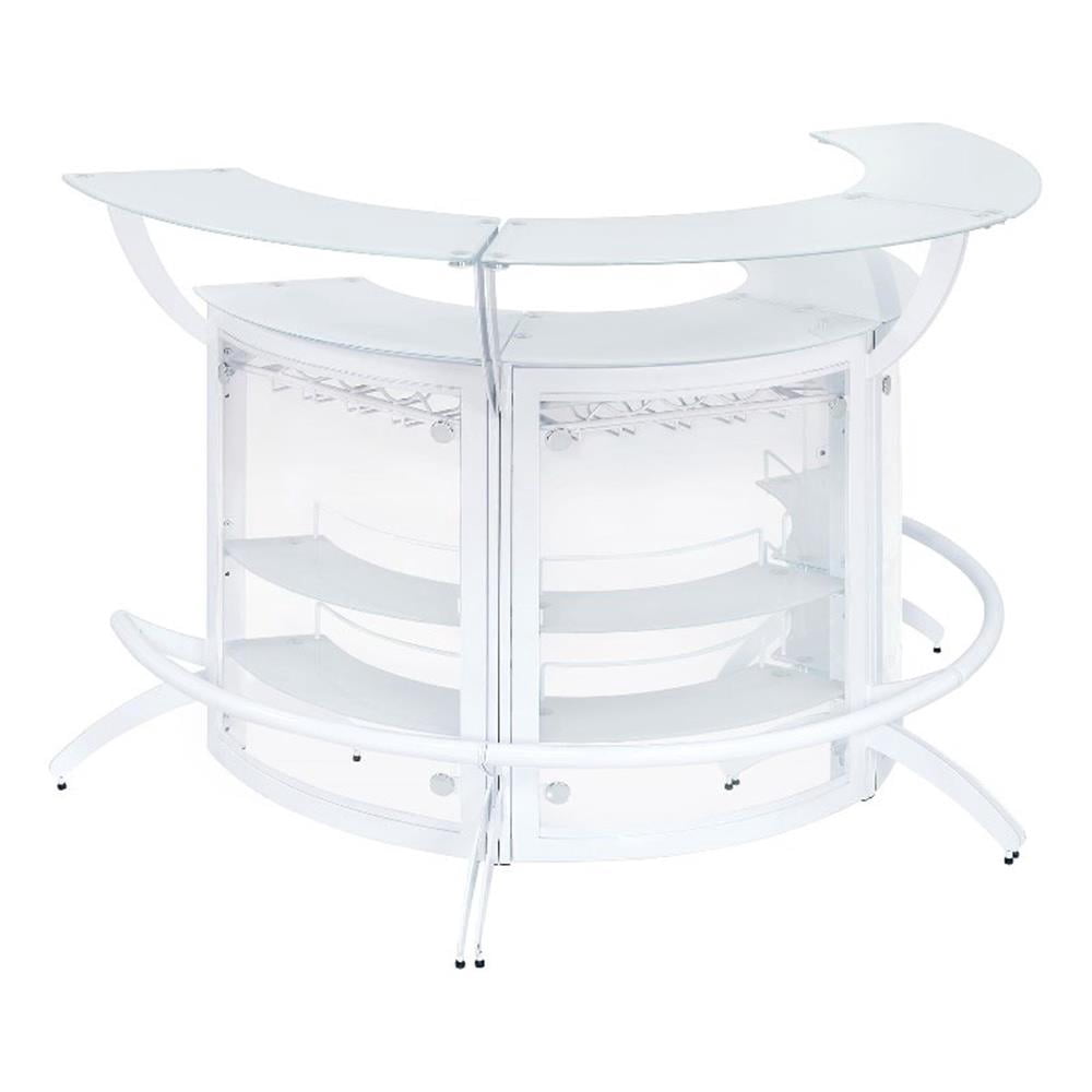 Pemberly Row 2-shelf Modern Metal Curved Home Bar White and Clear (Set ...