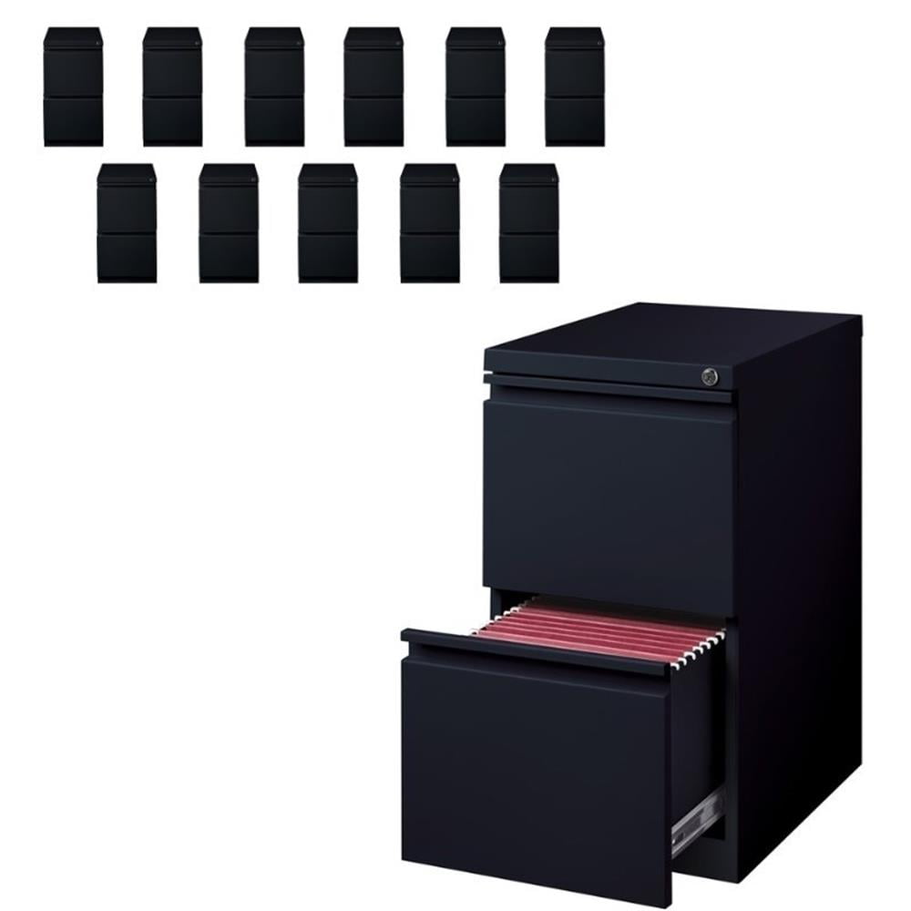 Pemberly Row 20" Deep 2 Drawer Metal Mobile File Cabinet - Black (Set ...
