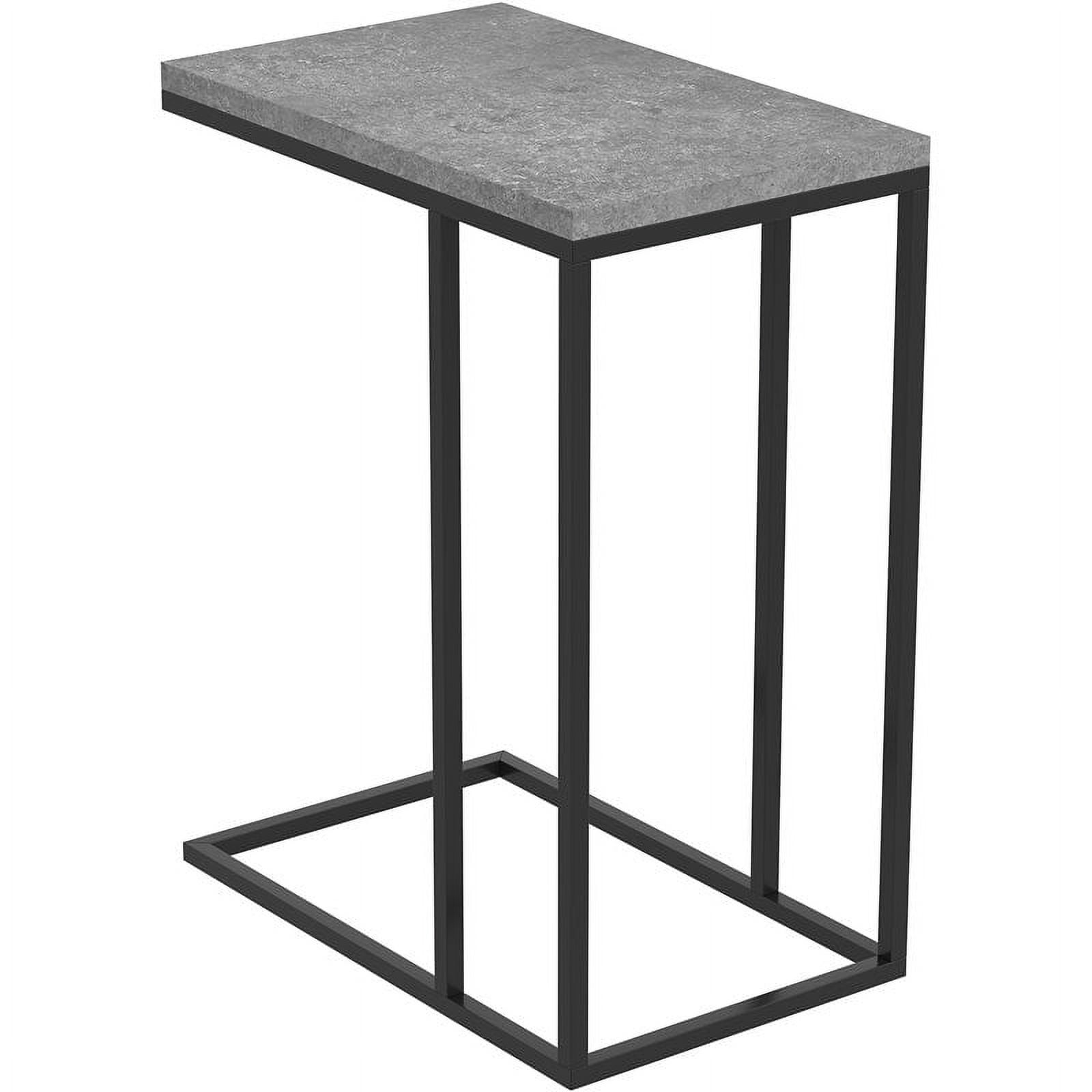 Pemberly Row 20"L C-Shape Accent Table with Black Metal Legs in Dark ...