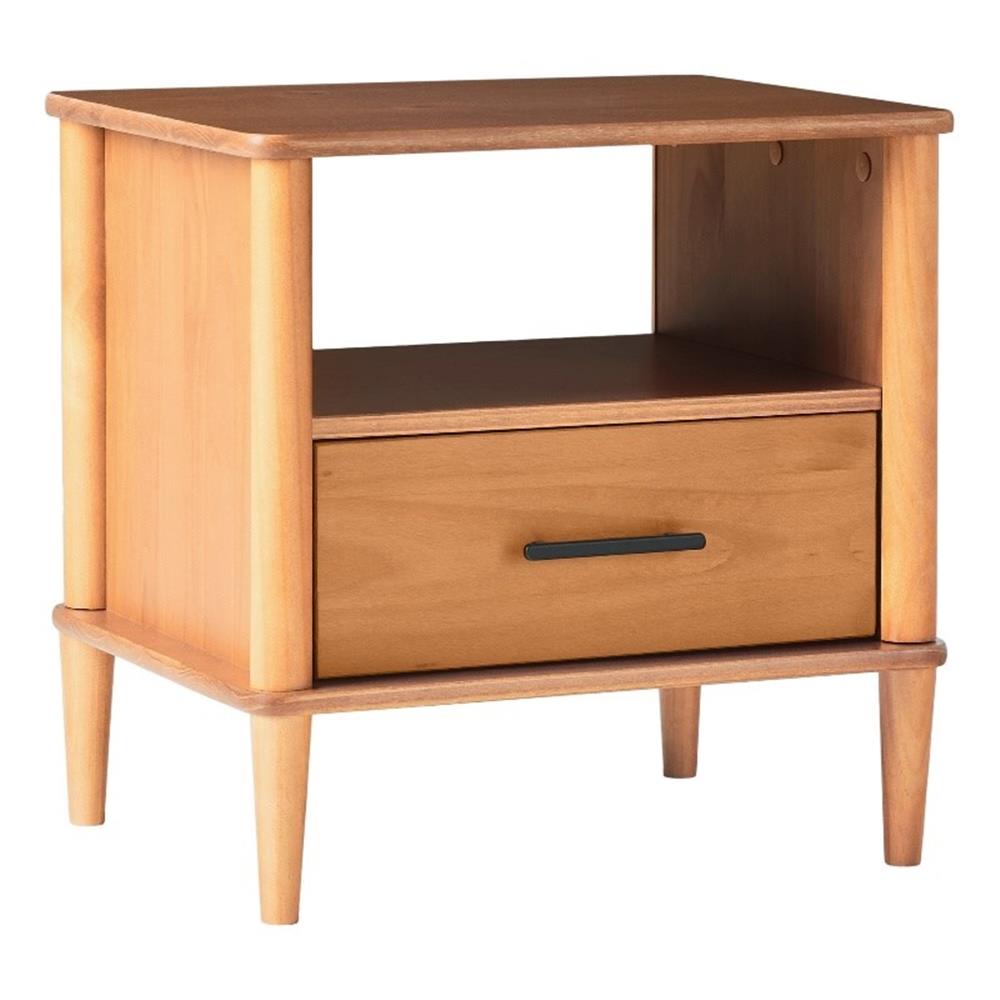 Pemberly Row 20" Spindle Leg Solid Wood Nightstand in Caramel - Walmart.com
