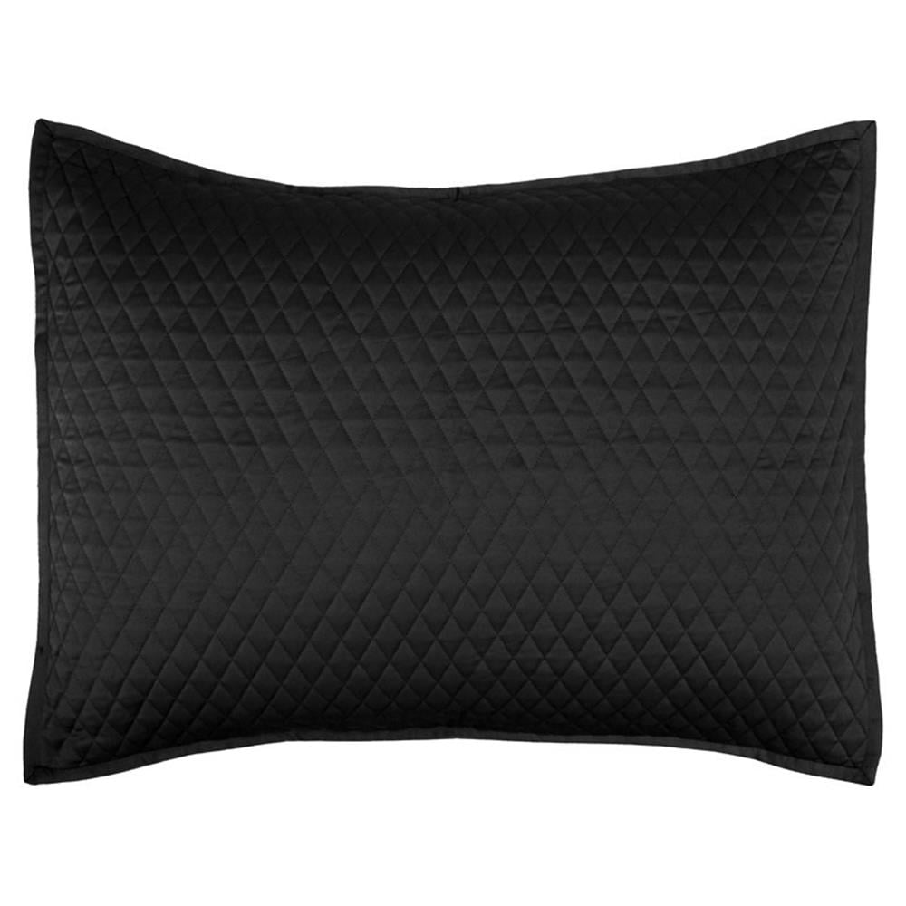 Pemberly Row 20x26" Diamond Poly Sateen Fabric Standard Sham in Black ...