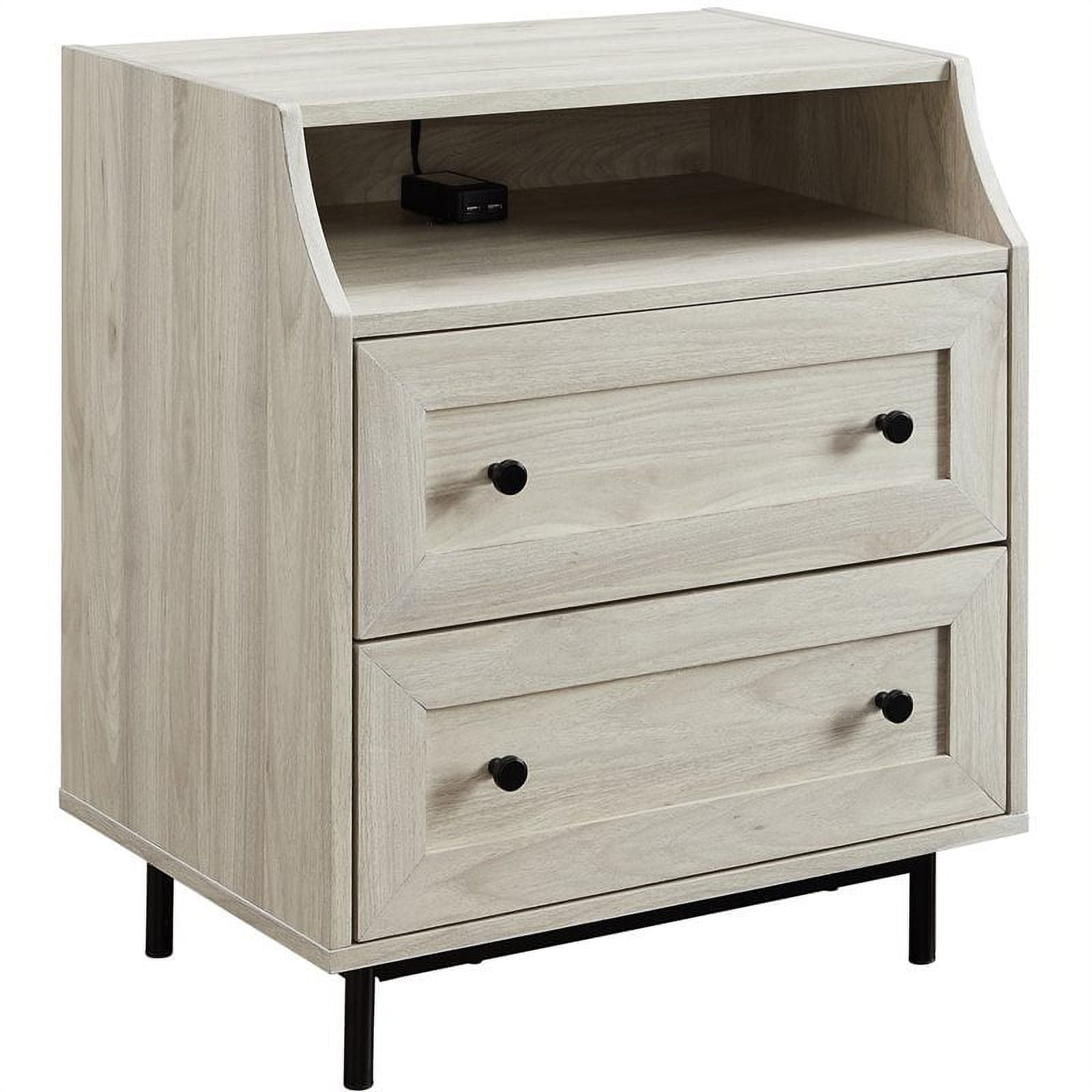Pemberly Row 22" Curved Open Top 2-Drawer Bedroom Nightstand with USB ...