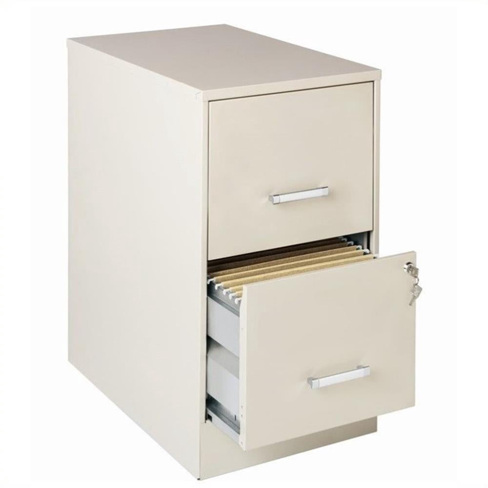 Pemberly Row 22" Deep 2 Drawer Metal File Cabinet in Ivory Cream ...