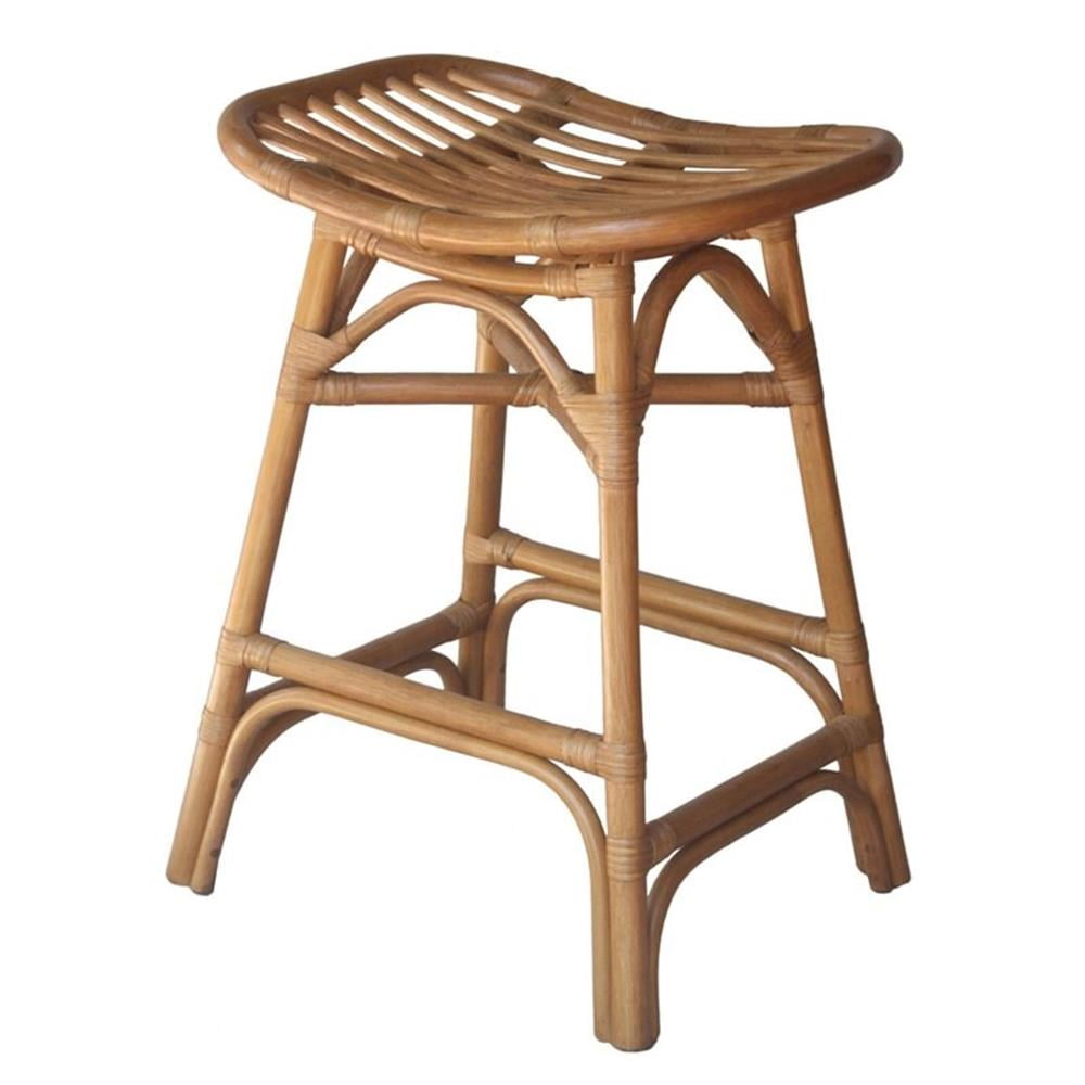 Pemberly Row 24" Rattan Saddle Seat Counter Stool in Canary Brown ...
