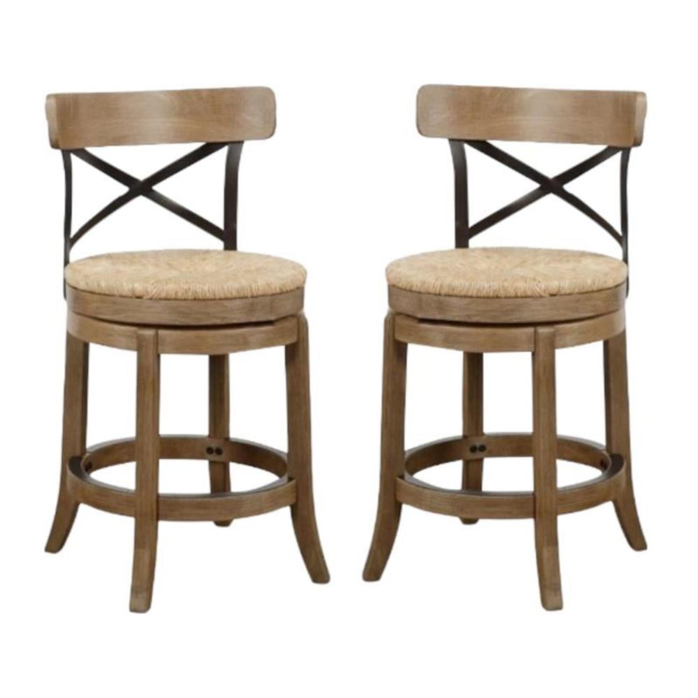Pemberly Row 24" Swivel Counter Stool in Wheat Wire Brush - Set of 2 ...