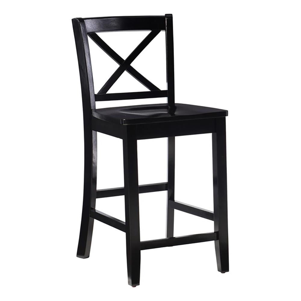 Pemberley Row Rubberwood Black Counter Stool Rectangular X-Back Design ...