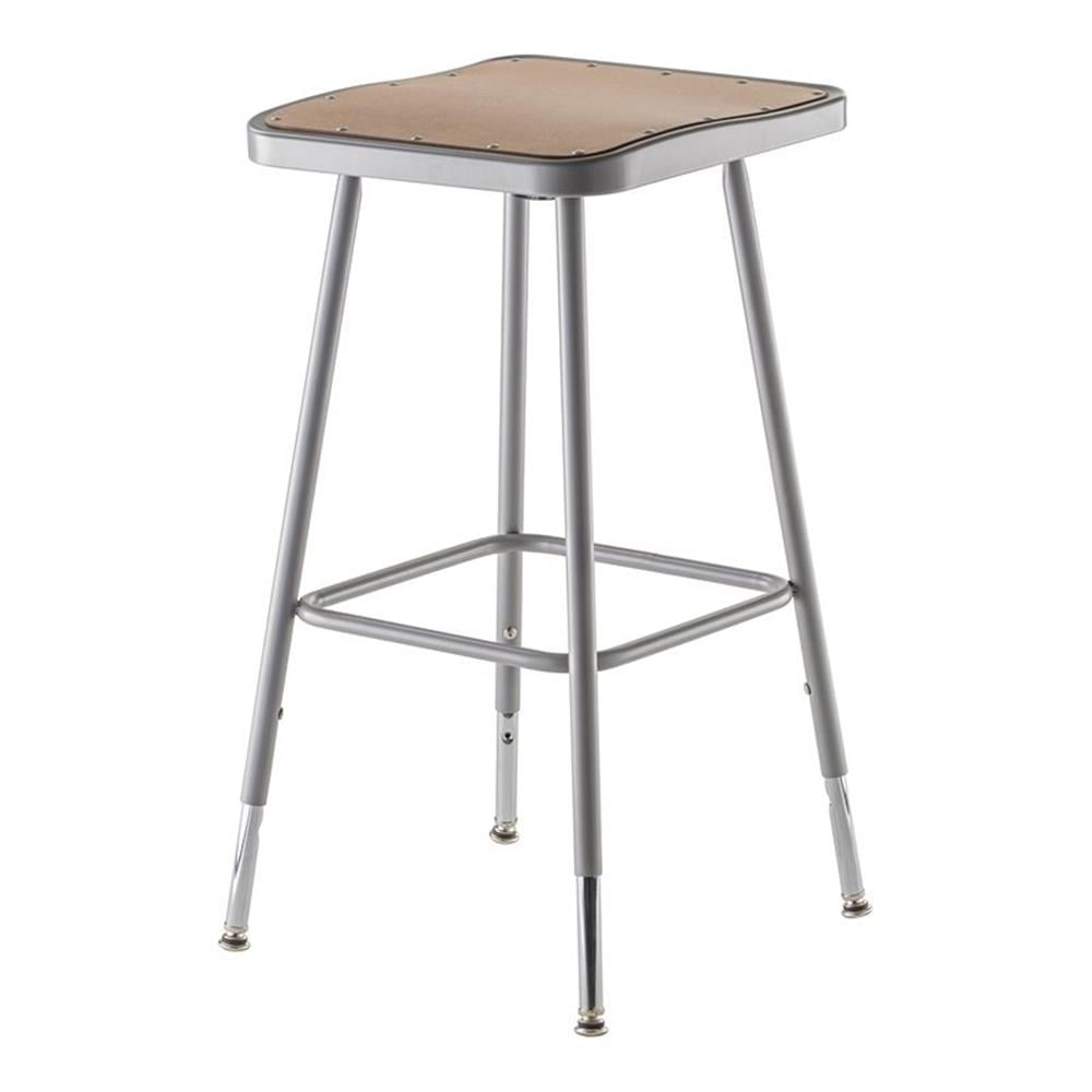 Pemberly Row 25-33" Height Adjustable Metal Heavy Duty Stool in Brown ...