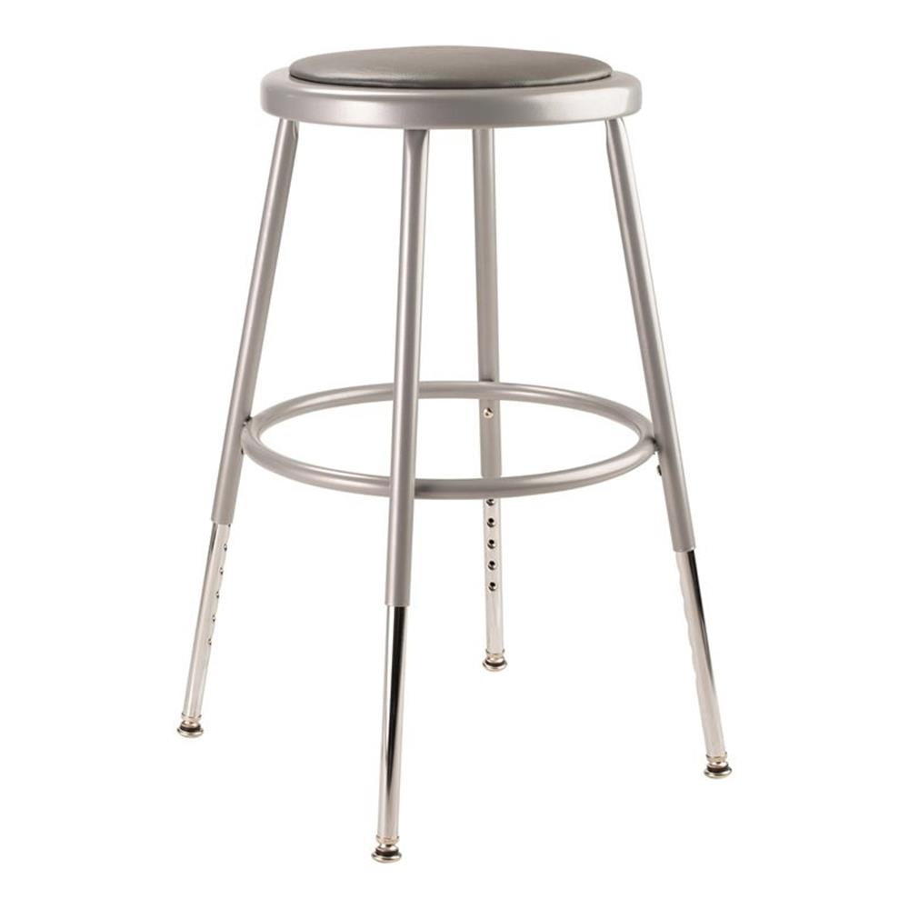 Pemberly Row 25-33" Vinyl Padded Steel Metal Heavy Duty Stool in Gray ...